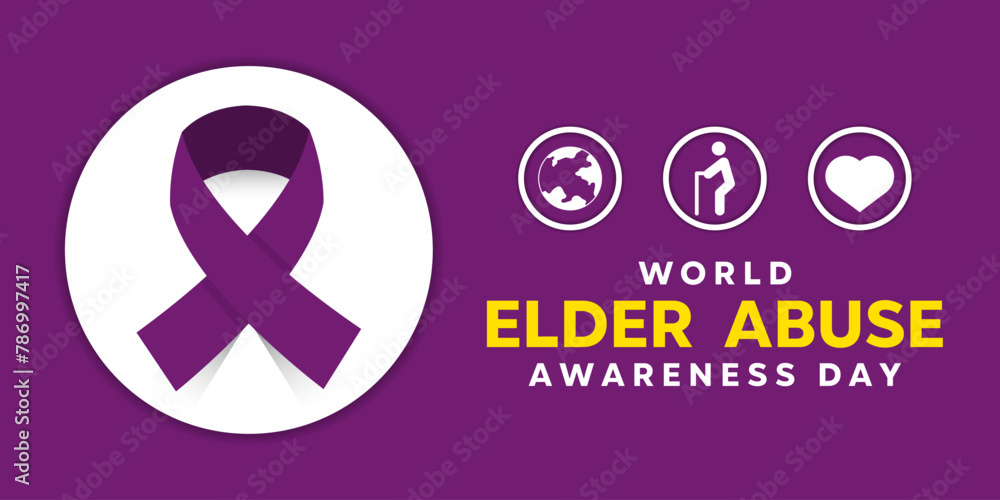 World Elder Abuse Awareness Day. Ribbon, earth, people and heart. Great ...