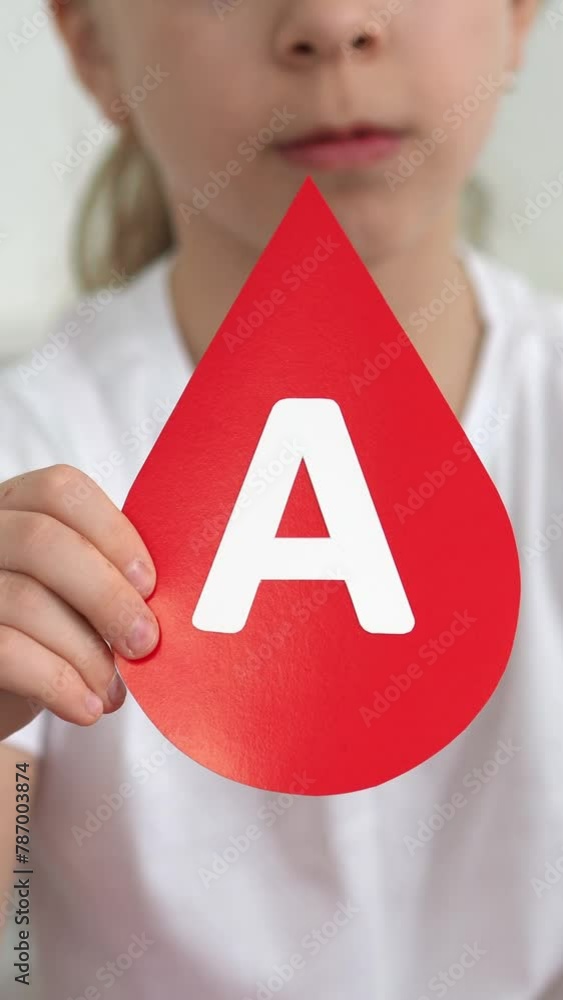 Blood type A. Hold a drop of blood in your hand as a symbol of donation ...