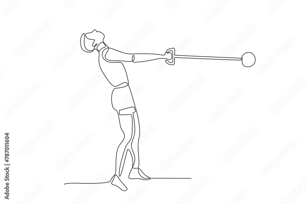 Male hammer throw athletes competing. Olympics concept one-line drawing ...