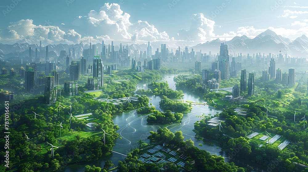 Develop a visually appealing banner that captures a futuristic city ...