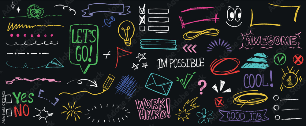 Hand drawn sketch pencil text underline, arrow, emphasis line accent ...