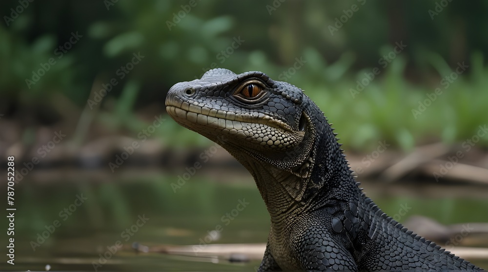 Asian water monitor Varanus salvator also common water monitor, large ...