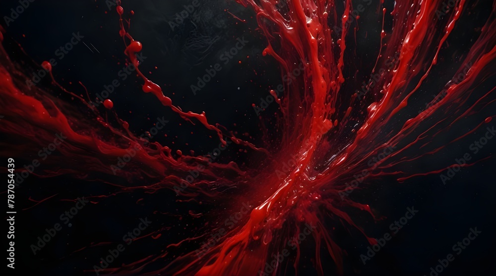 Red horror vortex, wet slime saliva bio liquid, black abstract terrible ...