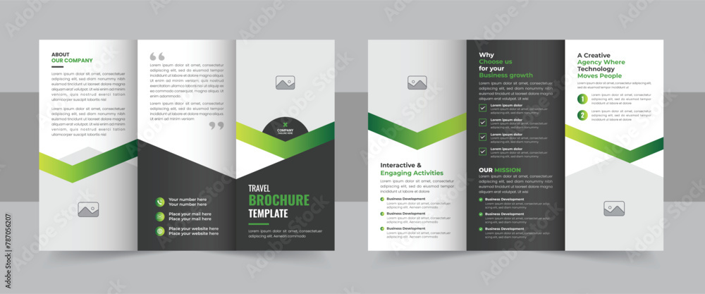 Travel and tourism trifold brochure template design layout with tourism ...
