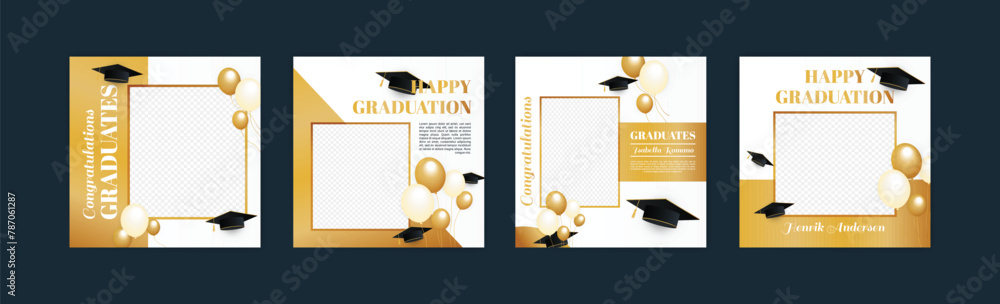 Graduation event greeting banner. Social media post banner for college ...