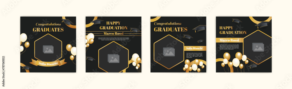 Graduation event greeting banner. Social media post banner for college ...