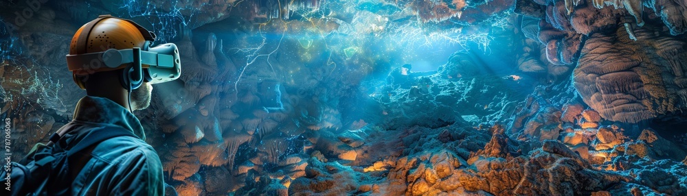 Virtual reality experience of exploring caves, integrated with ...