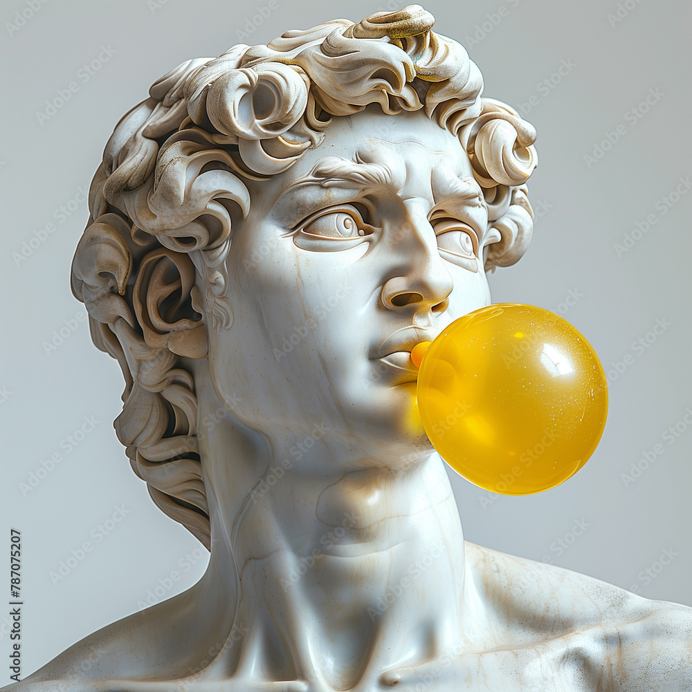 white Greek sculpture made of white stone on a white background. Statue ...