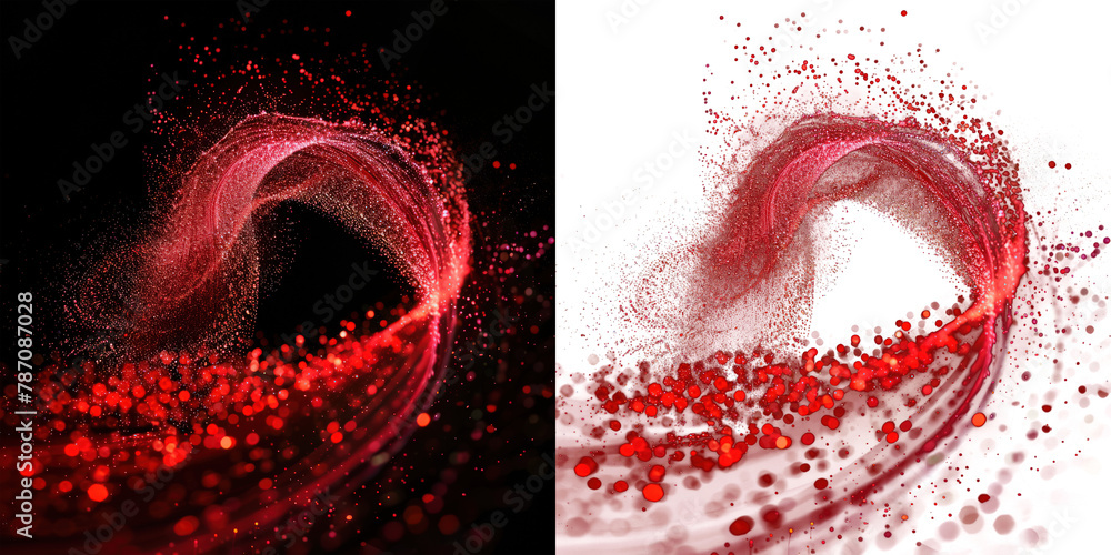 red abstract ring particle effect, swirling particles visual effect ...