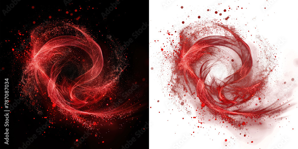 red abstract ring particle effect, swirling particles visual effect ...