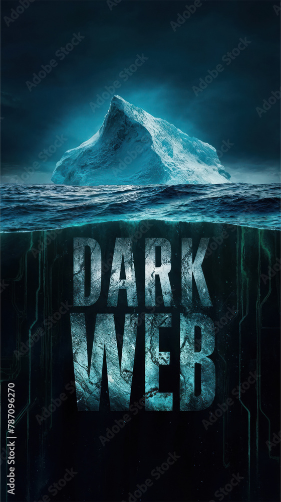 Dark Web Concept. The Cryptic Dark Web: Delving Deep into the Obscure Realms, Beyond the Tip of ...