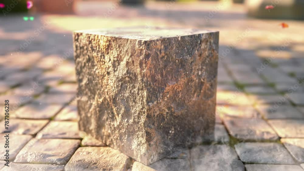 realistic render of a cubic shape with granite. seamless looping ...
