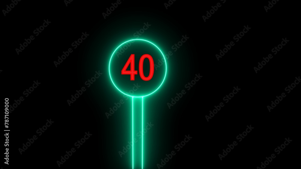 Showing speed limit Traffic sign on highway full of cars. 40 km speed ...