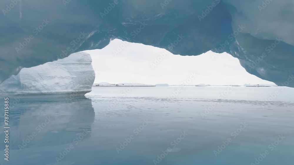 Iceberg Arch Antarctica Ocean Glacier Seascape. Hole in Massive Iceberg ...