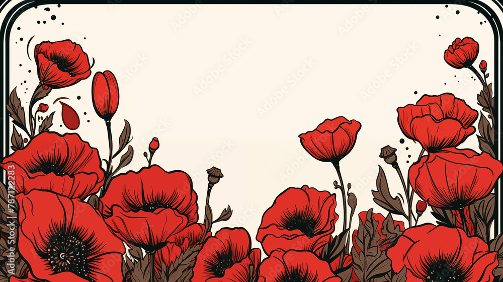 Red poppy border frame for memorial's day Stock Illustration | Adobe Stock