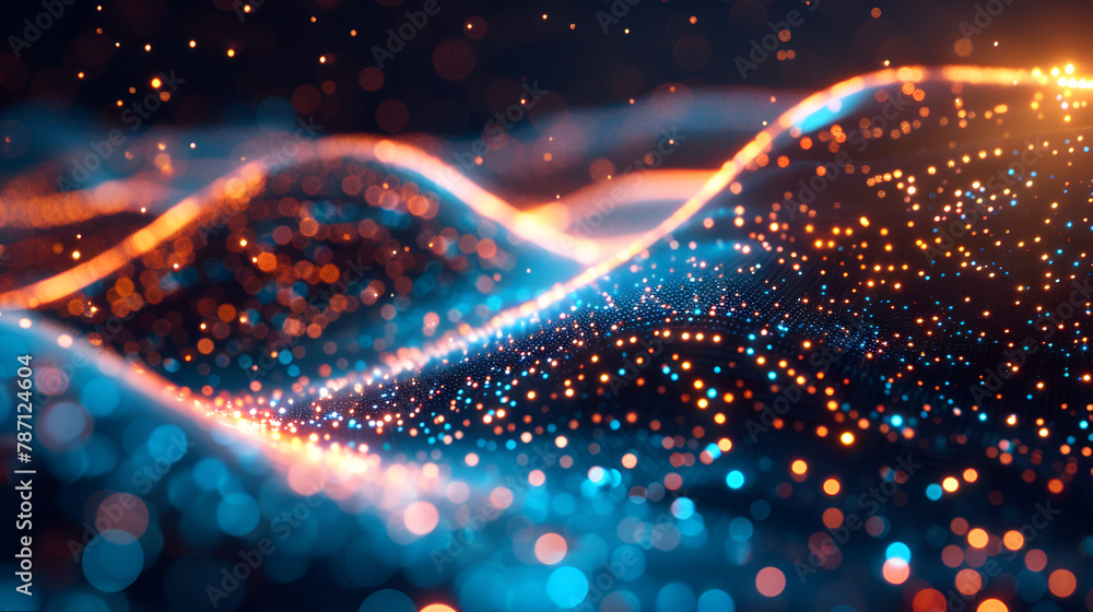 ภาพประกอบสต็อก data streaming background with colorful lines of light ...