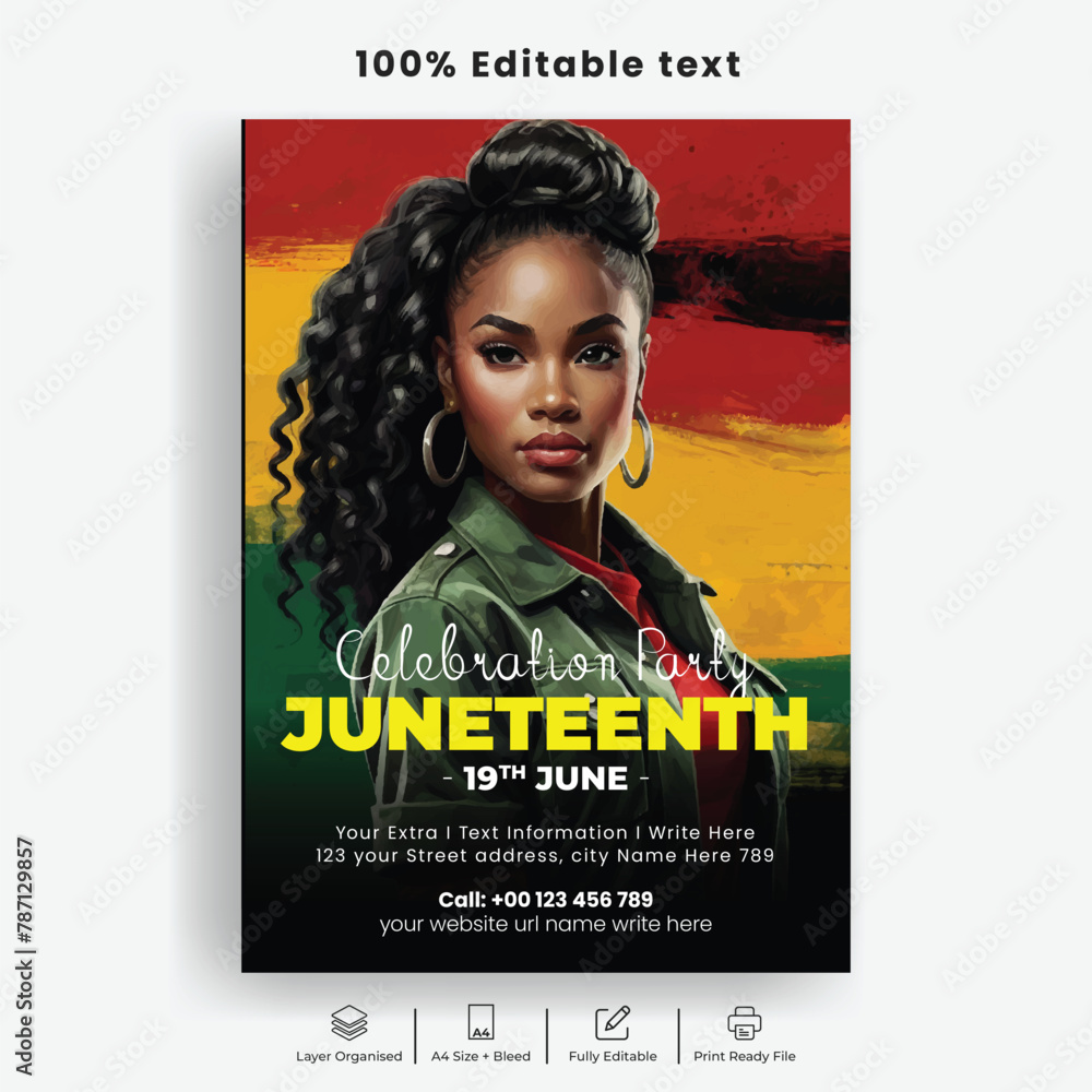 Juneteenth celebration party editable print flyer or poster template ...