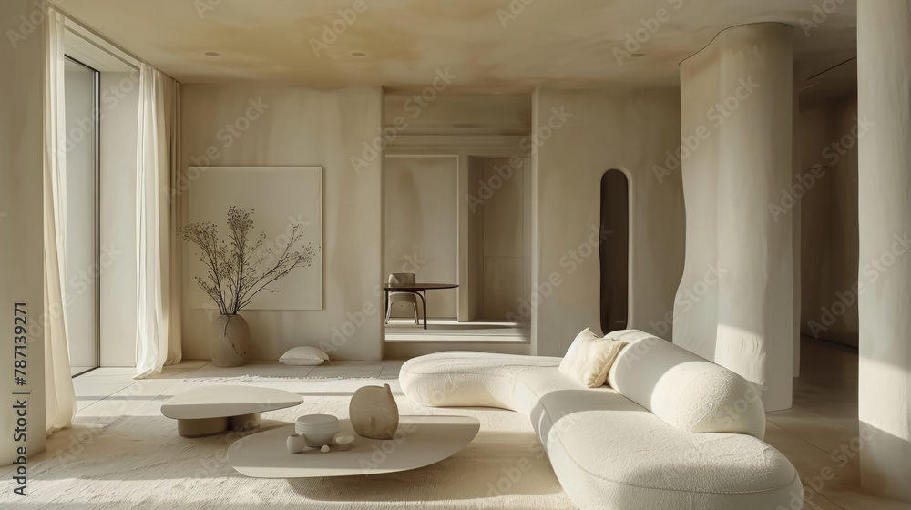 Chic and modern interior design scenes, clean lines, neutral color ...