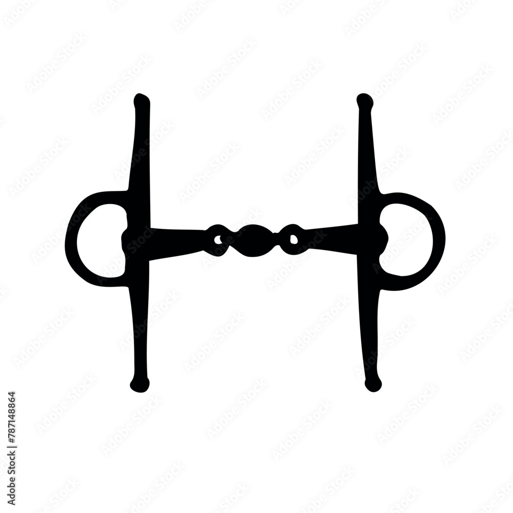 Vector hand drawn horse equestrian bit silhouette isolated on white ...