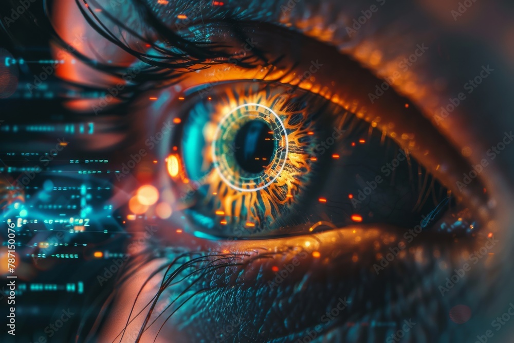 Retina Scan, cyber security, digital online safety Stock Illustration ...