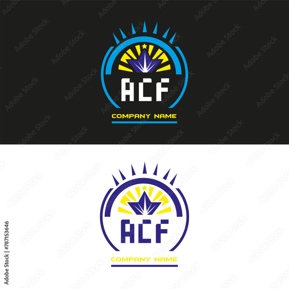 ACF letter logo vector design on black and white color background ACF ...