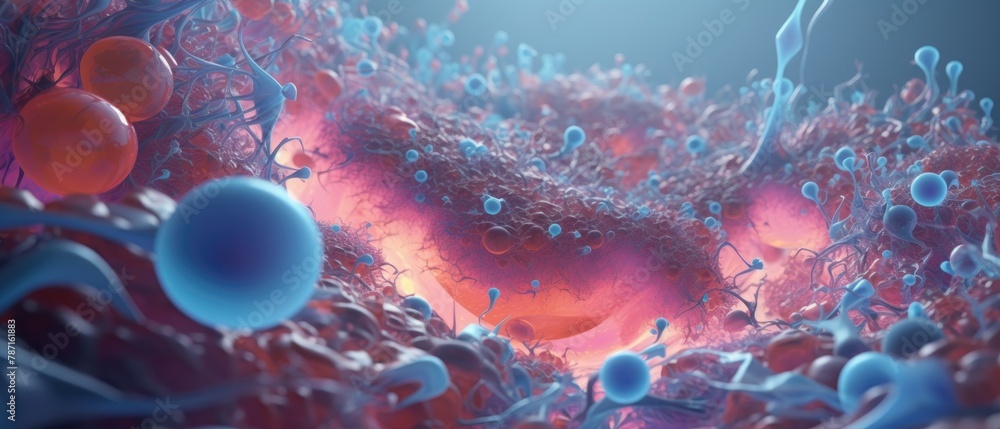 A vibrant and surreal 3D animation within the thyroid gland, depicting ...