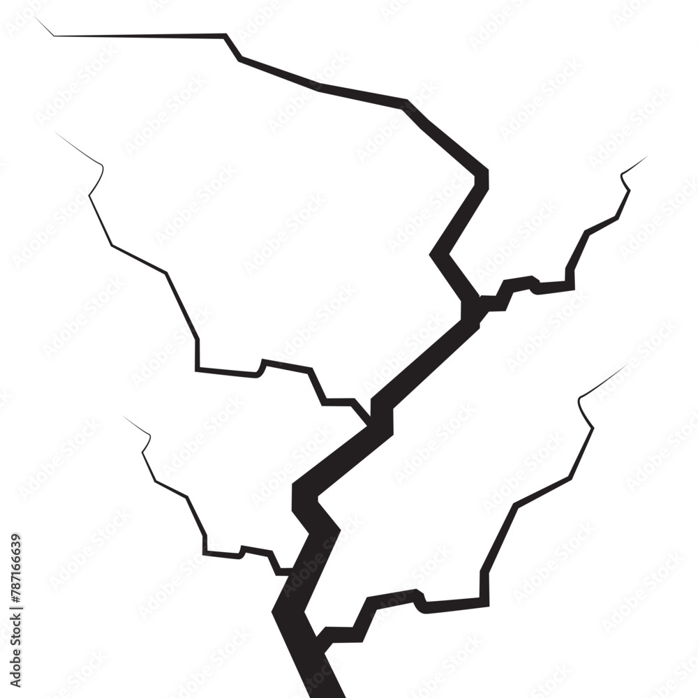 Wall cracks with broken texture. Ground earthquake effect. Hole lines ...