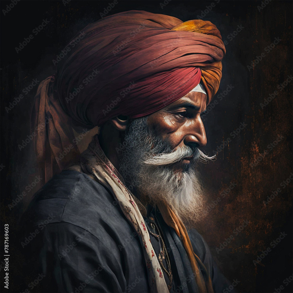 Echoes of Sacrifice The Sikh Elder's Stoic Portrait Stock Illustration ...
