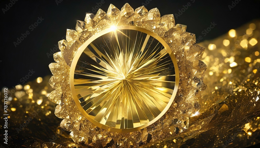 background with glowing circles 3d wallpaper mineral crystal on black ...