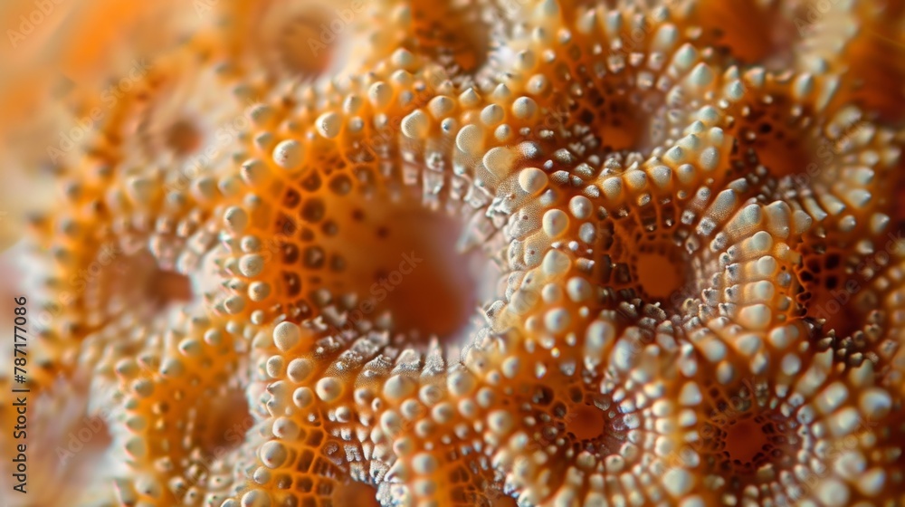 A closeup view of a single fungal spore its smooth surface covered in ...