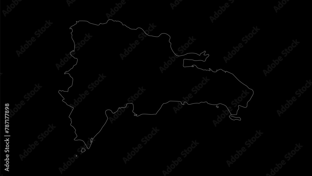 Dominican Republic map vector illustration. Drawing with a white line ...