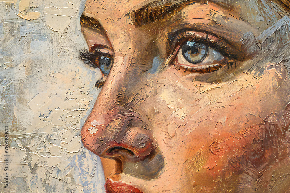 female facial features close-up, refined lines, sobaya structure, shape ...