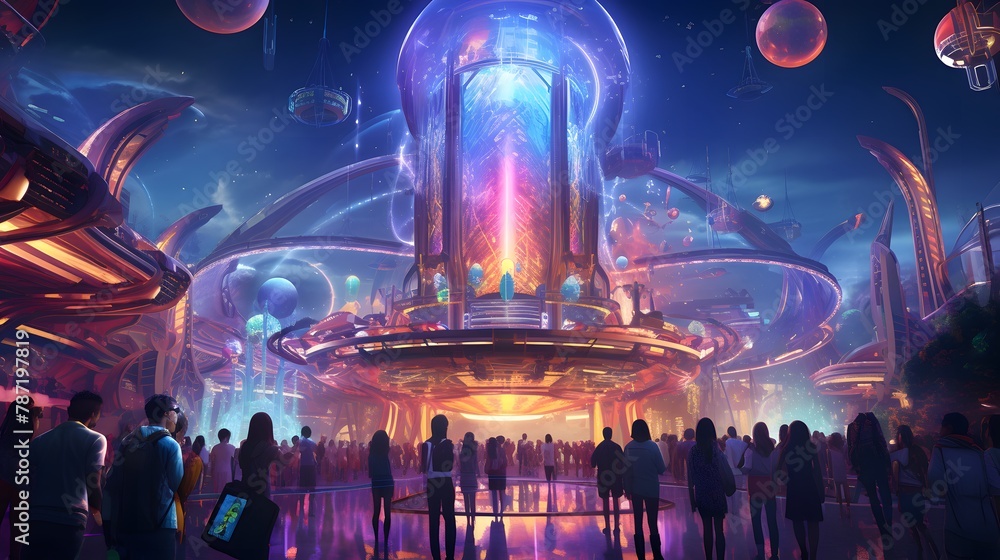 Attend a futuristic amusement park tugether party with AI-generated ...