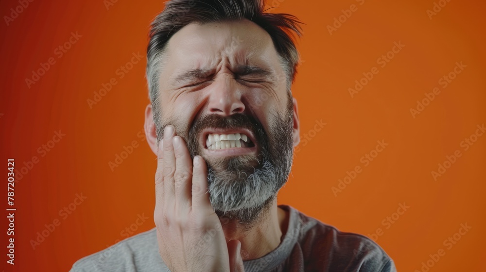 Man with toothache, periodontal disease in wisdom teeth, gum ...
