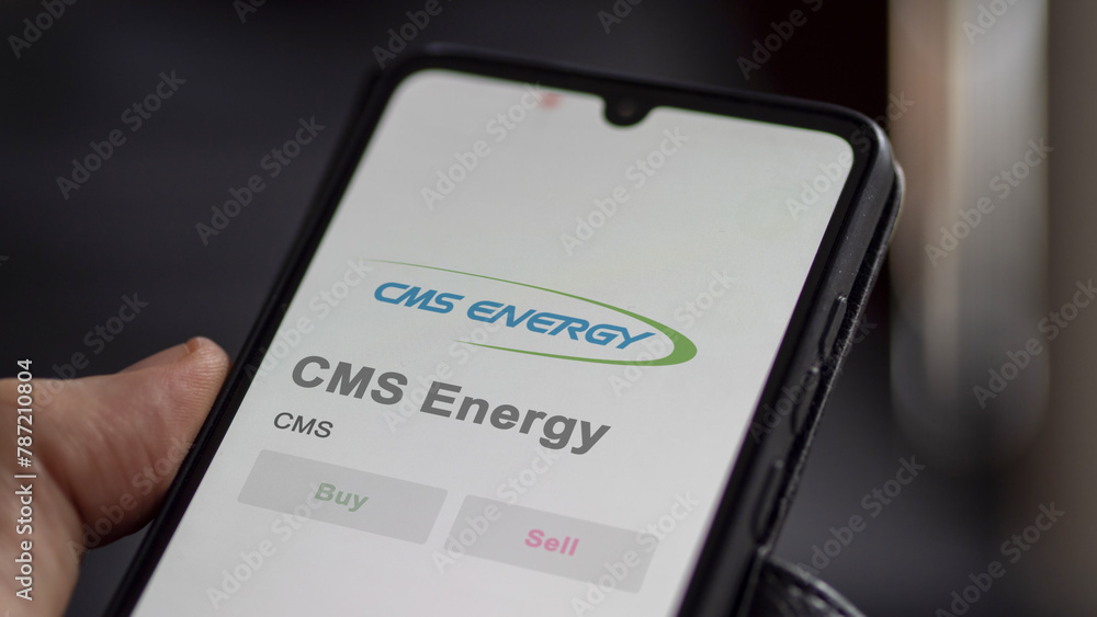 April 09th 2024 , Jackson, Michigan. Close up on logo of CMS Energy on ...