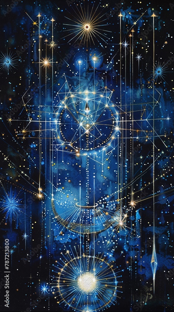 Stars depicted as tuning forks, resonating with the cosmic frequencies ...