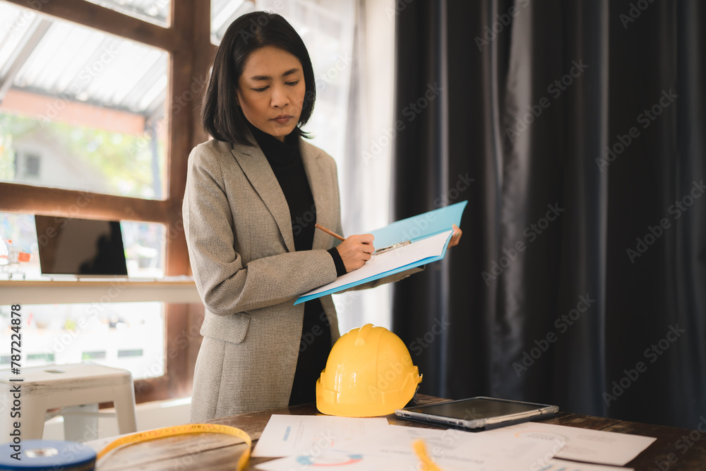 Professional Architect Designer Structural Engineer Team Colleagues Working Office Looking On