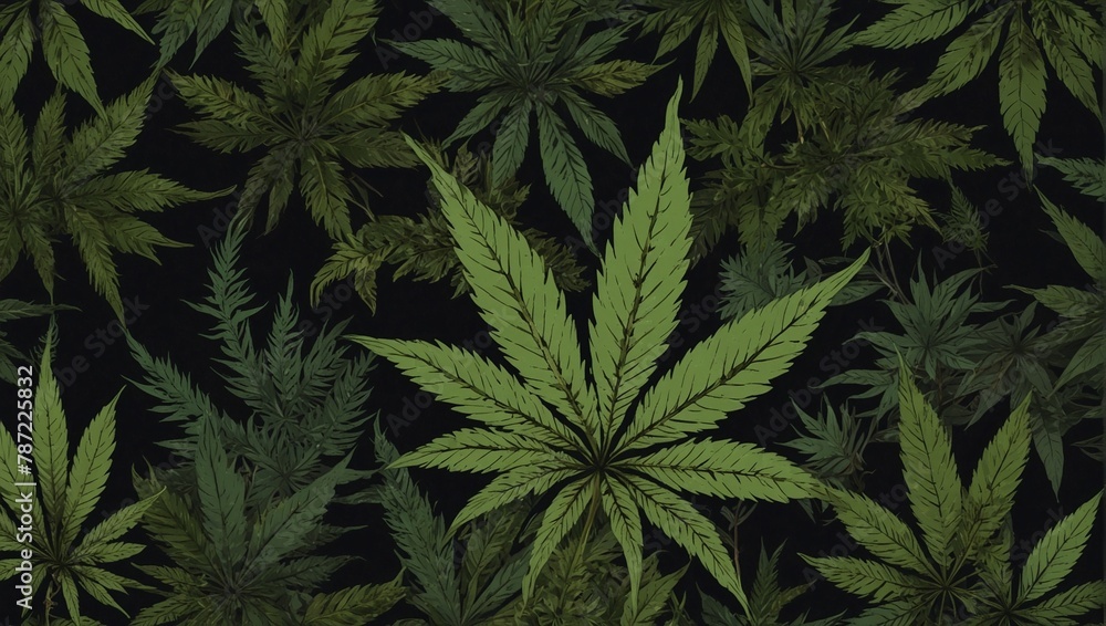 Wallpaper, fabric style drawing of marijuana leafs Stock Illustration ...