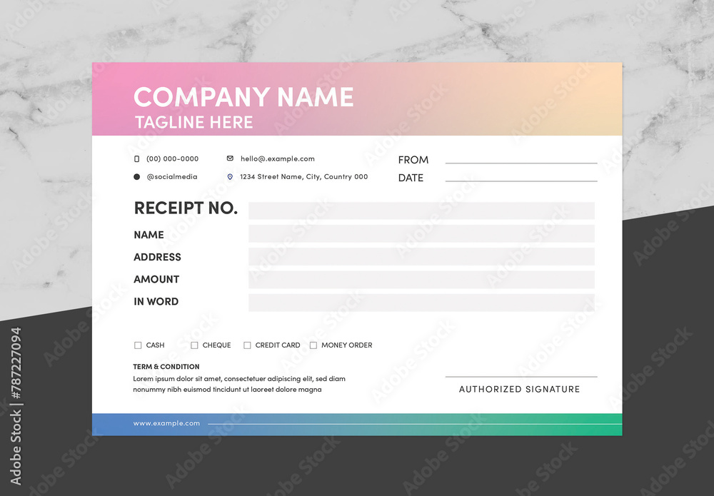 Pink and White Fluorized Receipt Stock Template | Adobe Stock