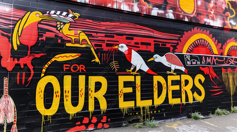 Street art graffiti wall Naidoc week quote FOR OUR ELDERS Australia ...