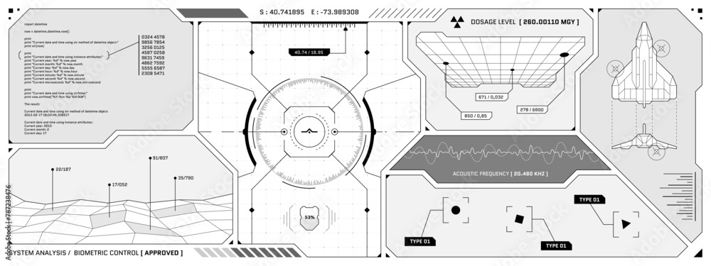 VR HUD futuristic control panel. Technology head up display target and ...