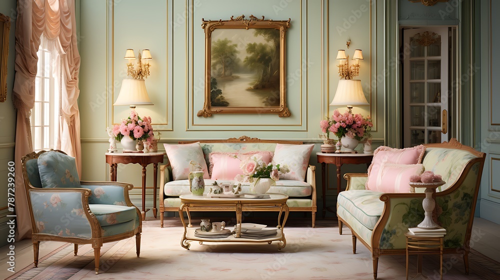 Regency Era Sitting Room: Plan a regency-style sitting room with pastel ...