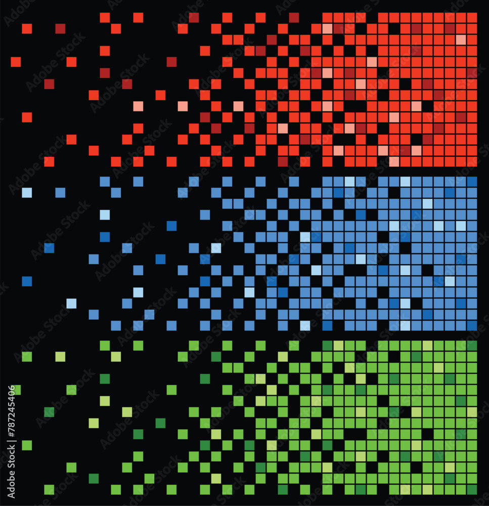 Pixel disintegration color backgrounds. Decay effect. Dispersed dotted ...