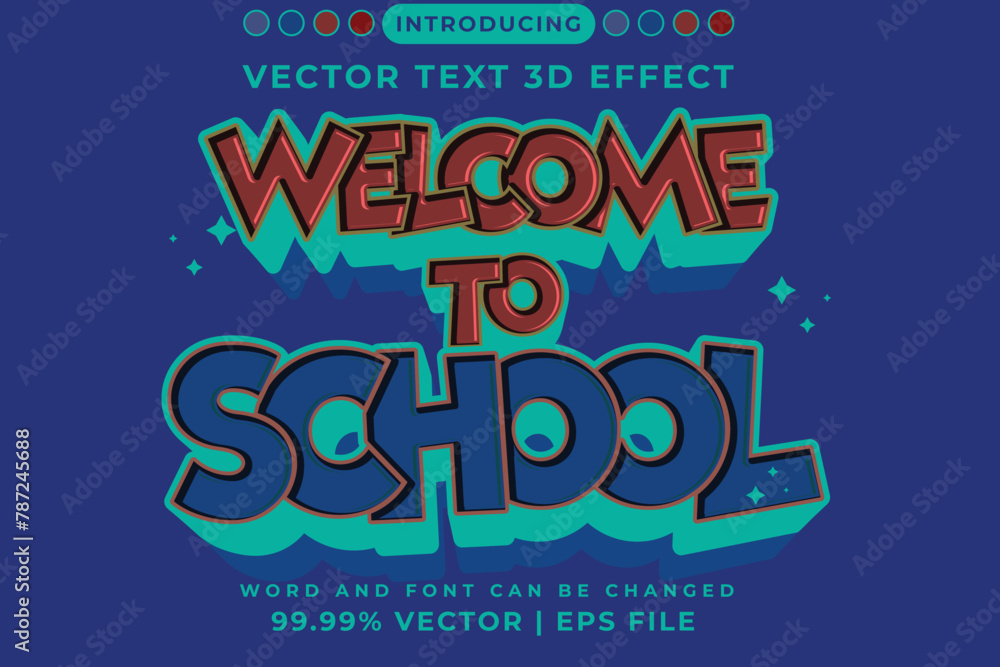 Editable 3d text effect - Welcome to School modern Cartoon template ...