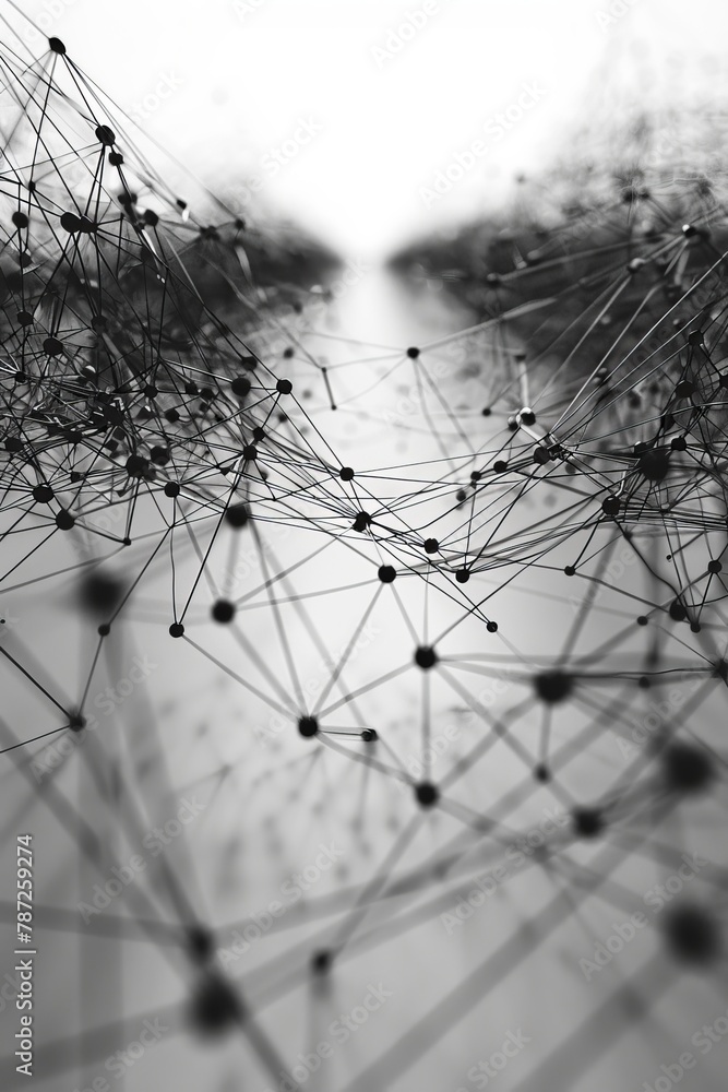 Black and white illustration of a computer network Stock Illustration ...