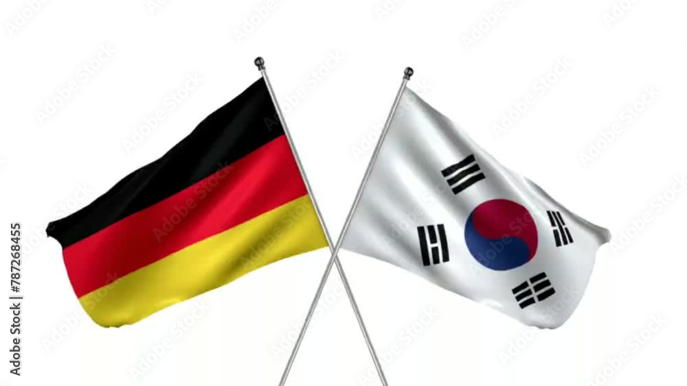 german and korean flags video animation, seamless looping video ...