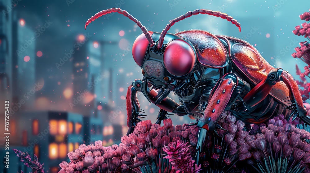 Explore an otherworldly scene with mystical creatures seamlessly ...