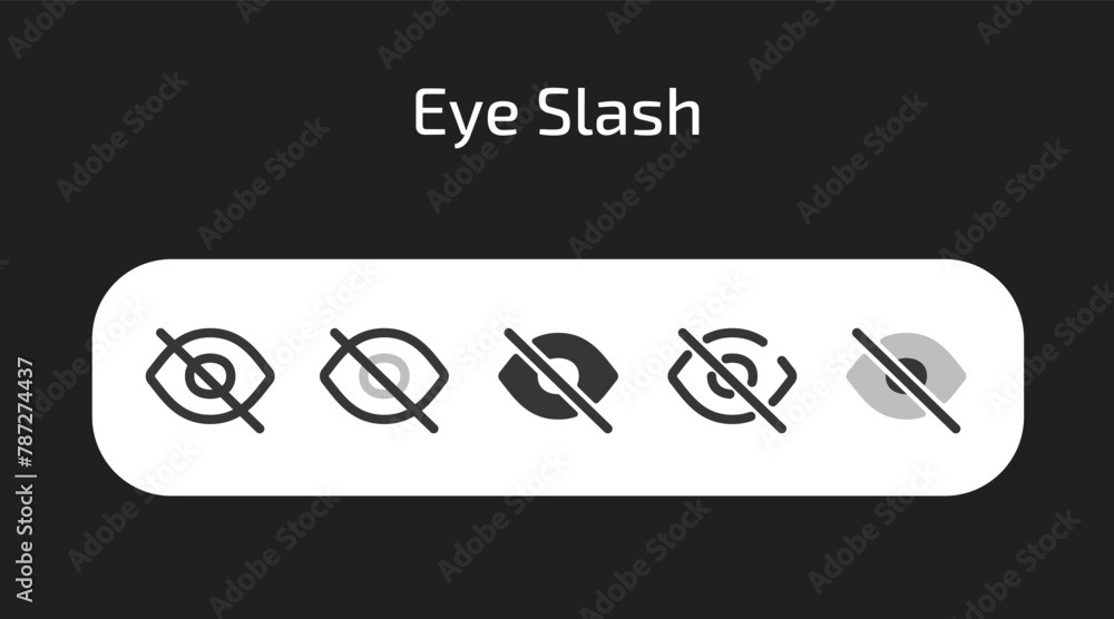Eye Slash or Hide Icons in 5 different styles as vector Stock Vector ...