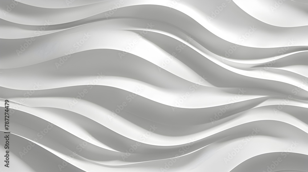 Elegant 3D White Wave Pattern Casting Shadows for Luxurious Wall Panel ...