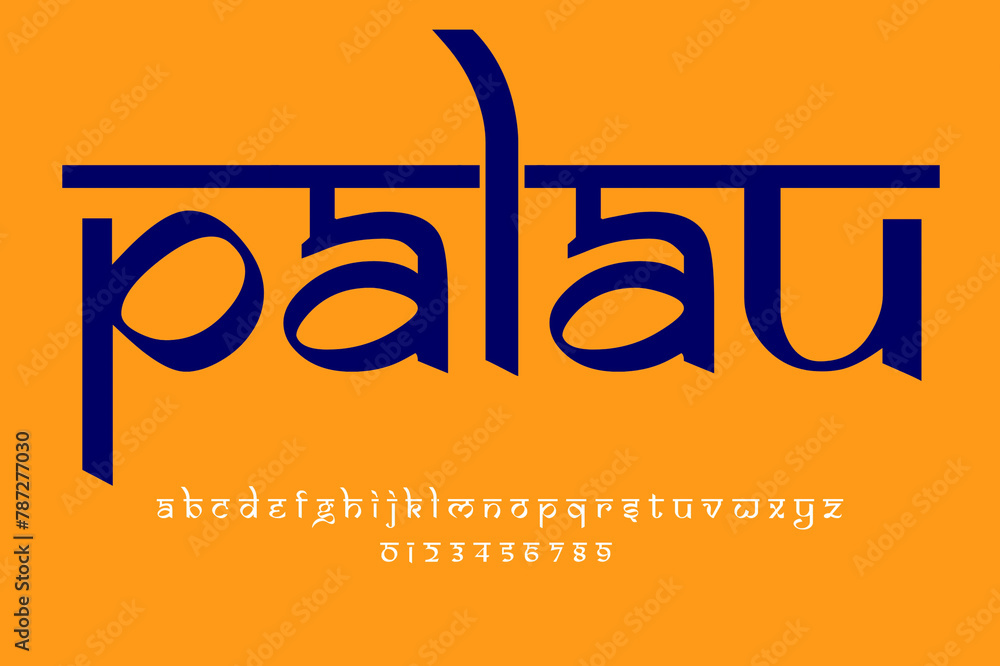 Country Palau text design. Indian style Latin font design, Devanagari ...